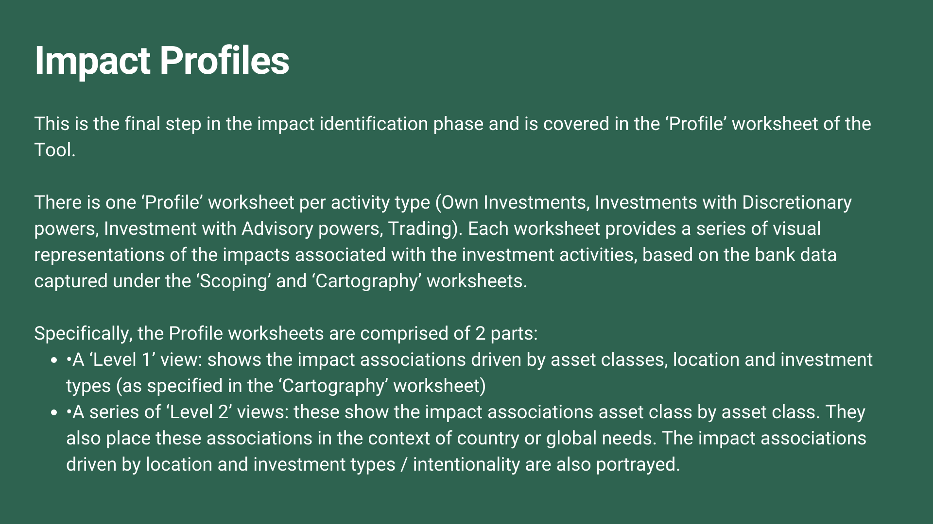 Investment Portfolio Impact Analysis Tool United Nations Environment Investment Portfolio Impact Analysis Tool United Nations Environment