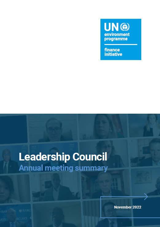 Key Takeaways from the UNEP FI Leadership Council Meeting 2022 – United ...